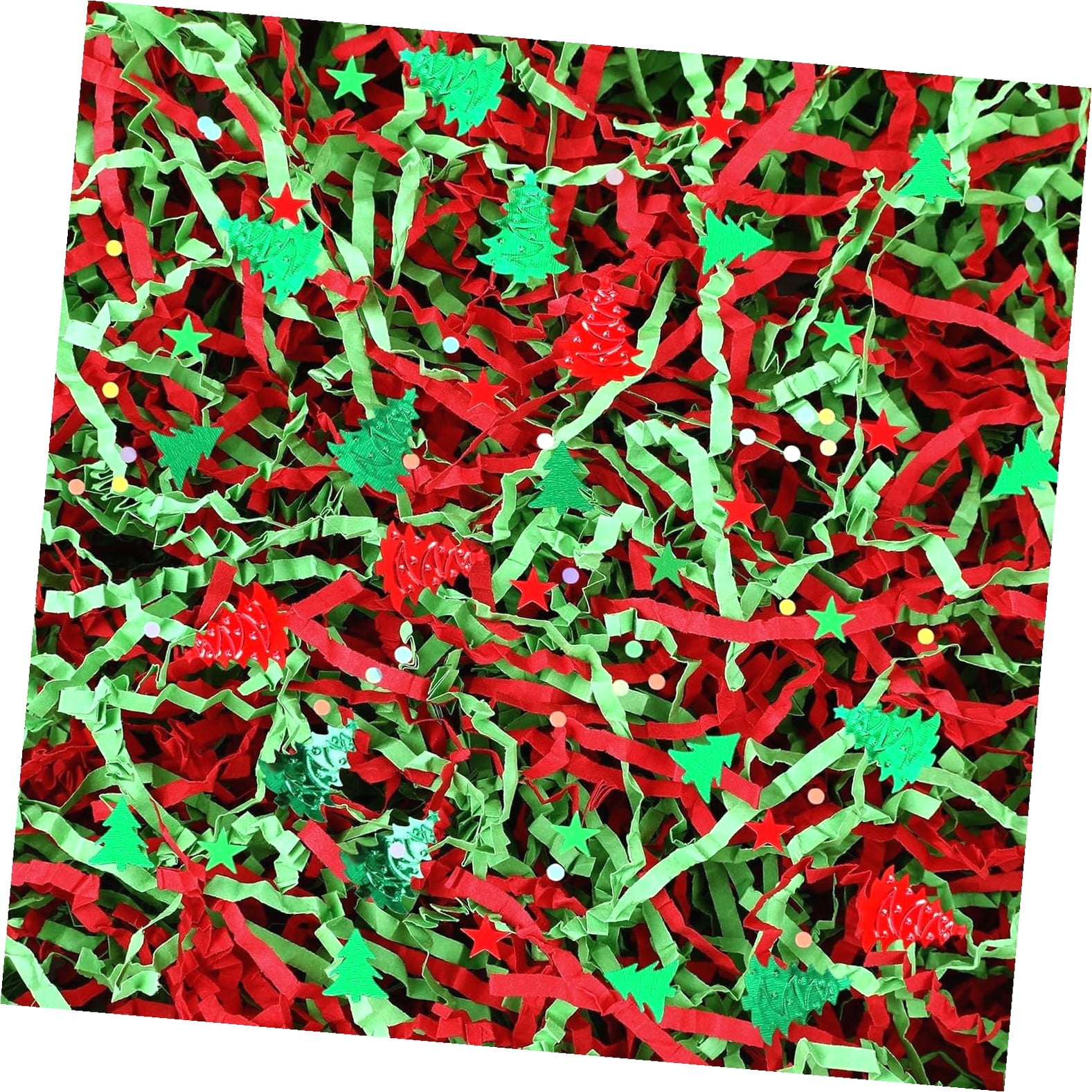 Highcool 1 LB Red Crinkle Cut Paper Shred Filler with Christmas Tree ...