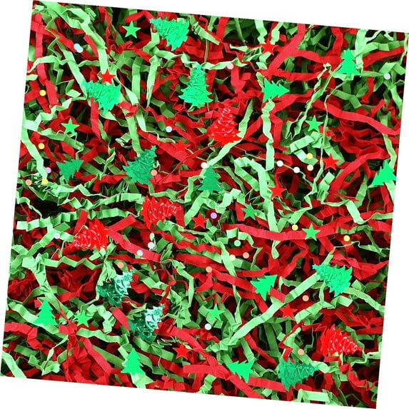 Highcool 1 LB Red Crinkle Cut Paper Shred Filler with Christmas Tree ...
