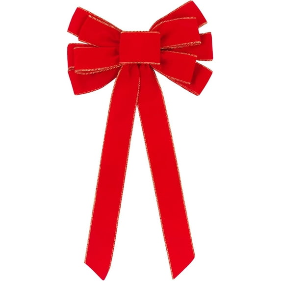 Highcool 1 Pack Red Christmas Bows, 11"x20" Large Christmas Tree Topper ...