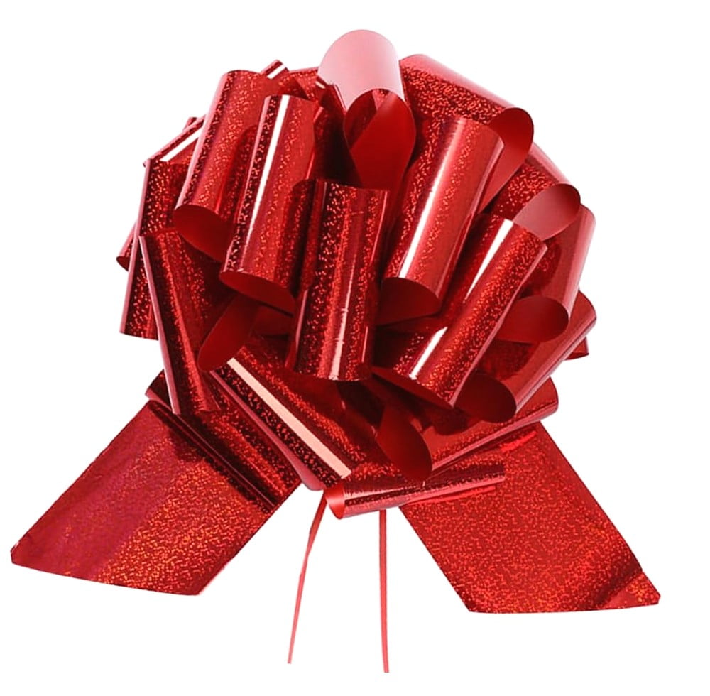 Highcool 1 Piece 12 Inch Large Pull Bow - Big Glitter Metallic Red Bow ...