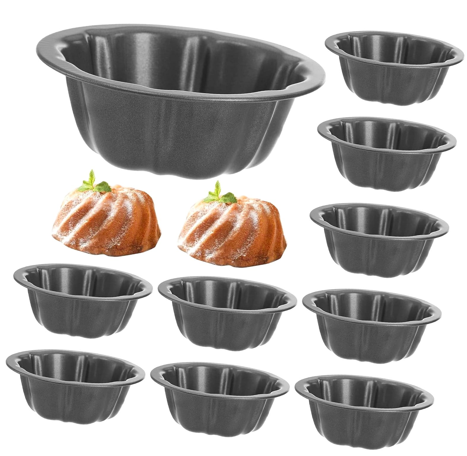 Highcool 10 Pcs Flan Molds Pan, 4 Inches Fluted Cake Pan Nonstick ...