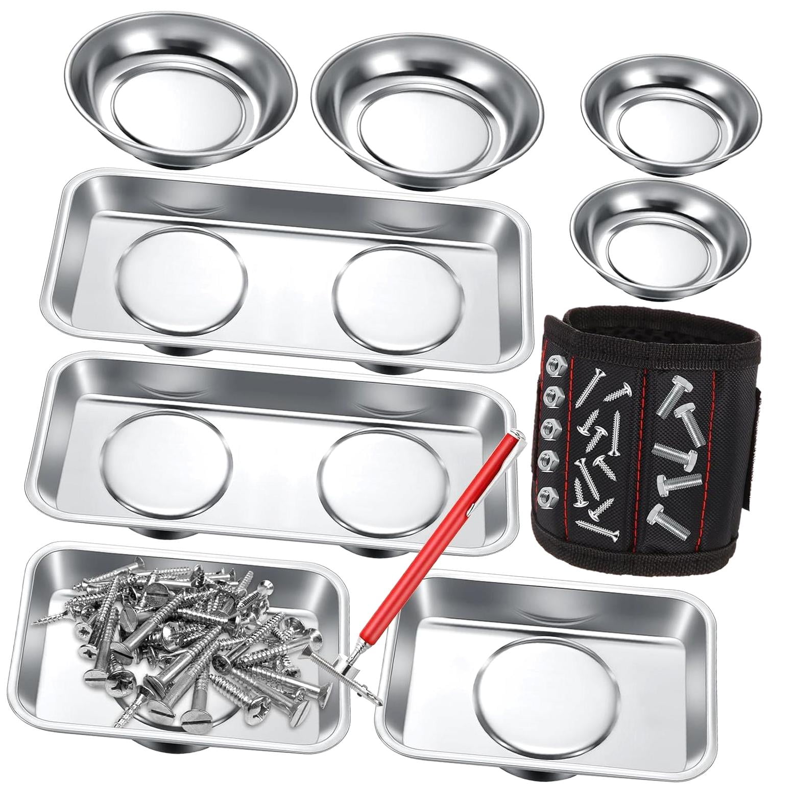 Highcool 10 Pcs Magnet Trays Set Includes 8 Round and Rectangular ...