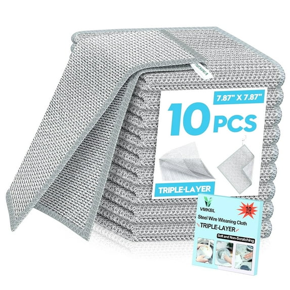 Highcool 10 Pcs New Upgraded 3 Layers Non Scratch Wire Dishcloth ...