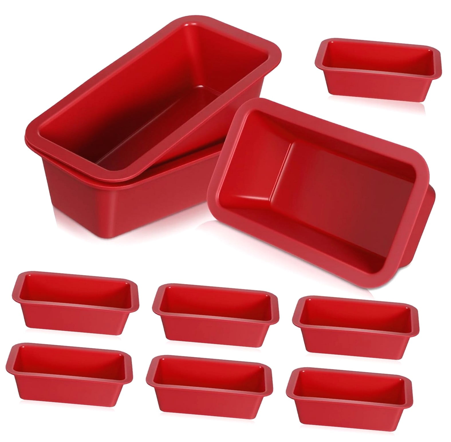 Highcool 10 Pcs Red Loaf Pans – Non-Stick Baking Molds for Bread, Cake ...