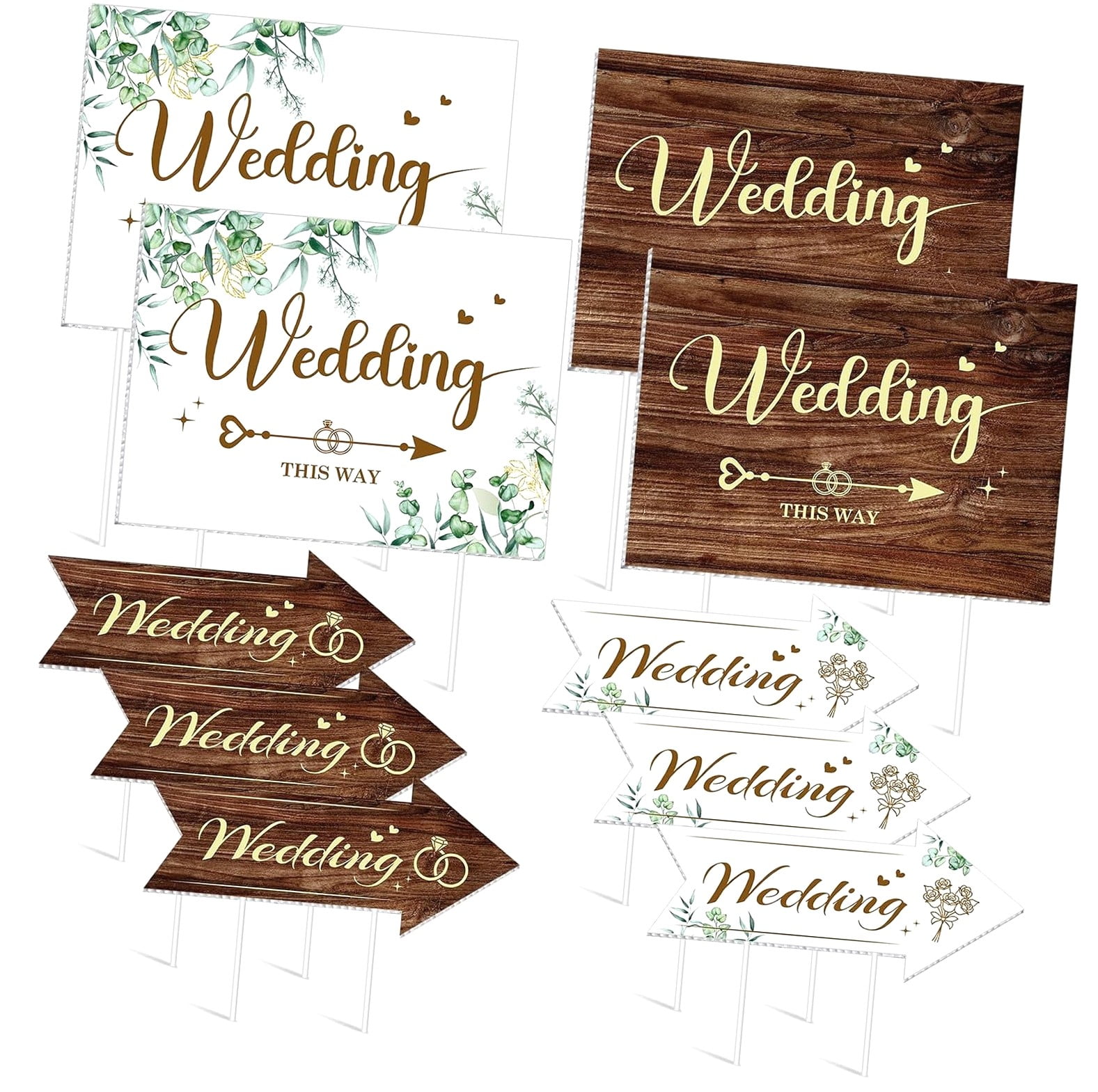 Highcool 10 Pcs Wedding Direction Signs Wedding This Way Directional ...