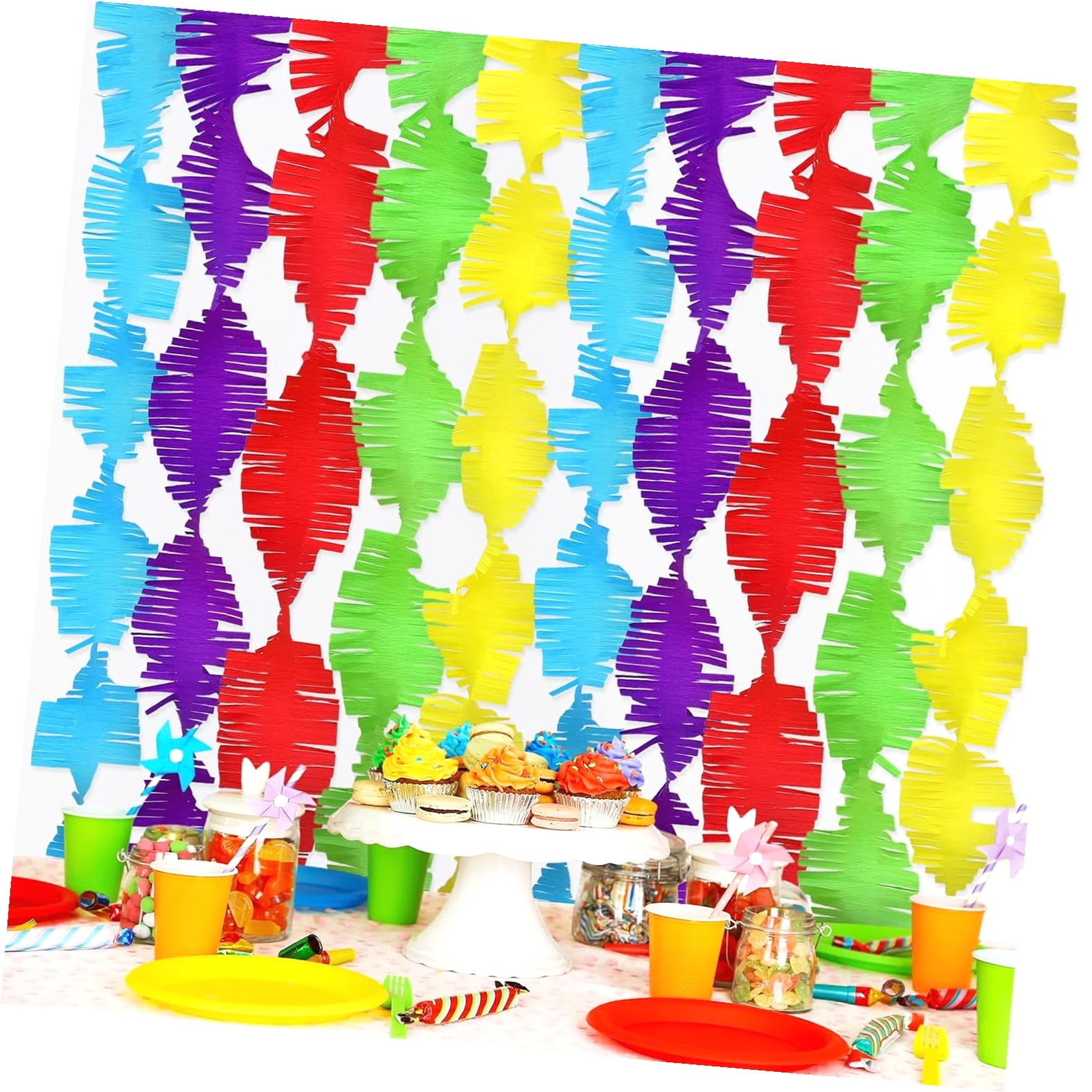 Highcool 10 Pieces Streamers Backdrop Crepe Paper Twisty Fringe Garland ...