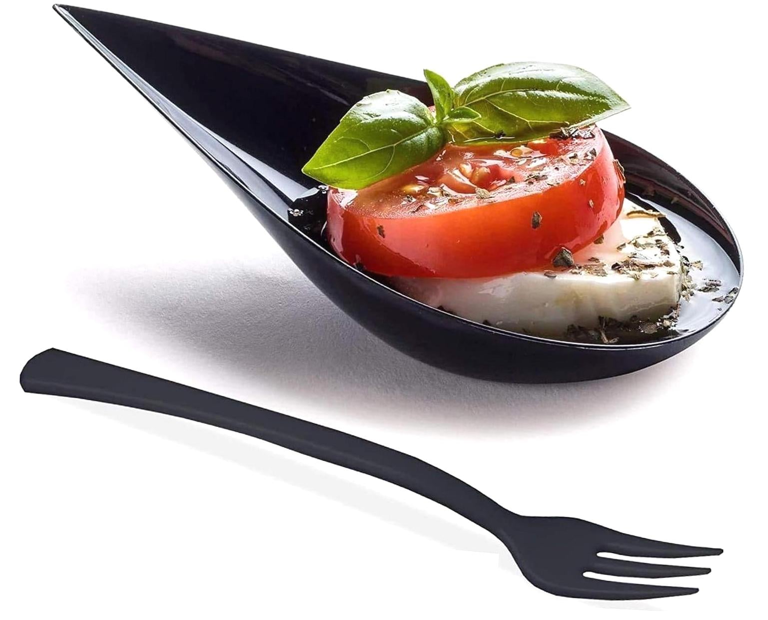 Highcool 100 4-inch Mini Appetizer Dishes with Forks, Plastic Spoons ...