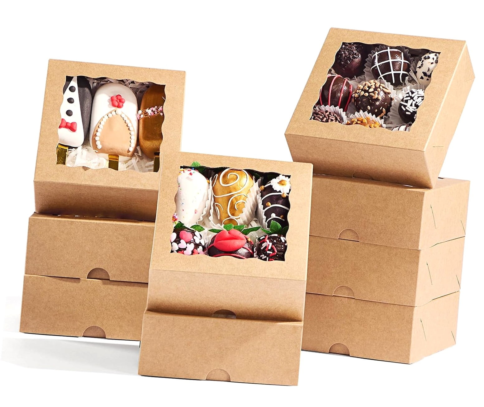 Highcool 100 Count Bakery Boxes 5x5x2 Inches for Cookies, Strawberries ...