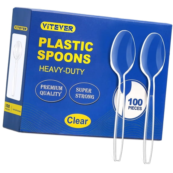 Highcool [100 Count] Clear Plastic Spoons, Spoons, Plastic Cutlery for ...