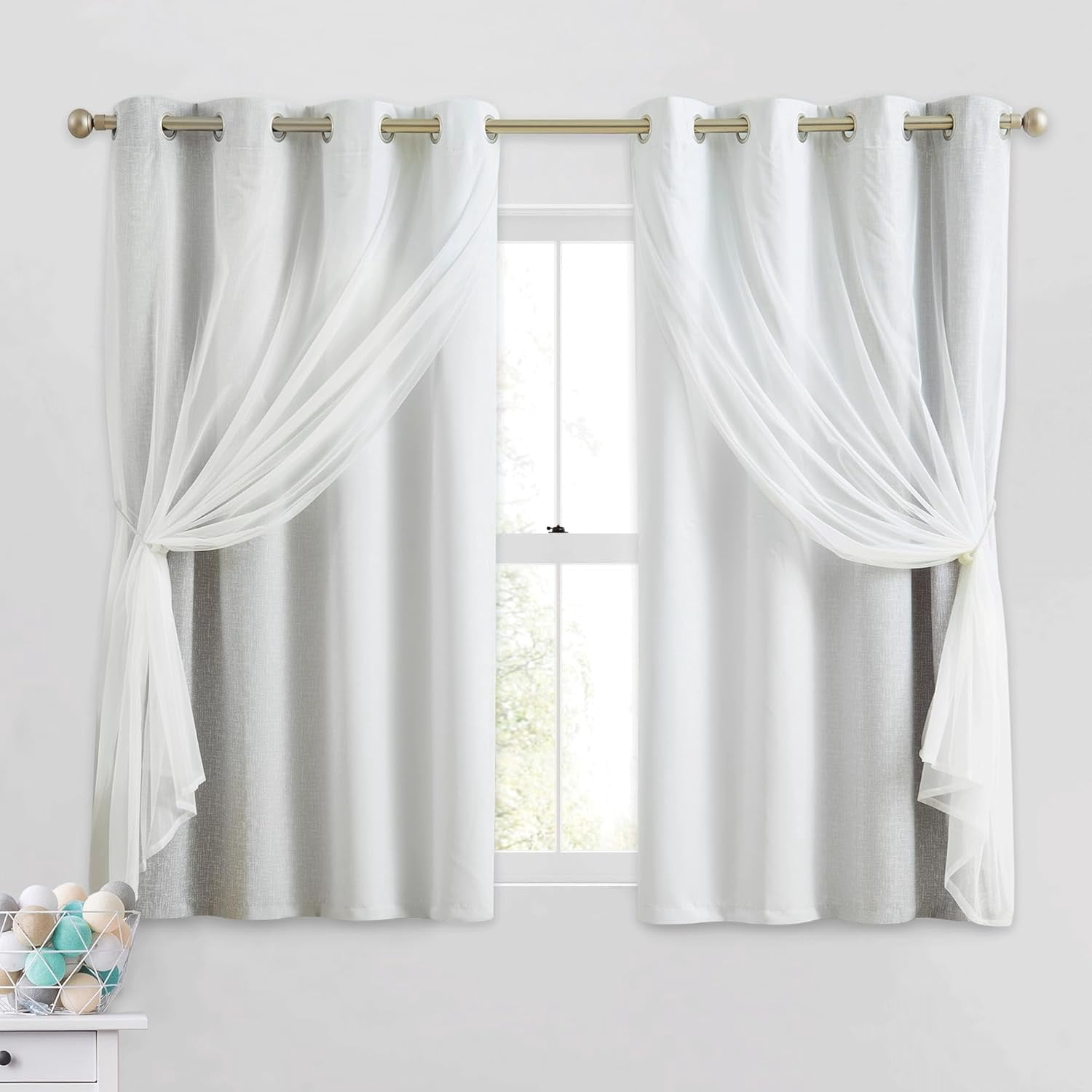 Highcool 100% Curtains with Sheer Overlay Mix and Match Double Layer ...
