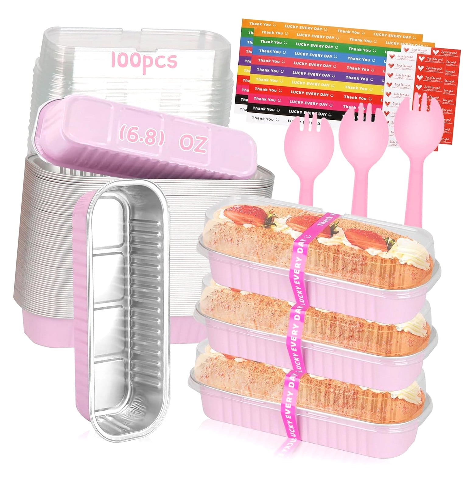 Highcool 100 Pack Loaf Pans Cake Pans with and Spoons Sticker, 6.8oz ...