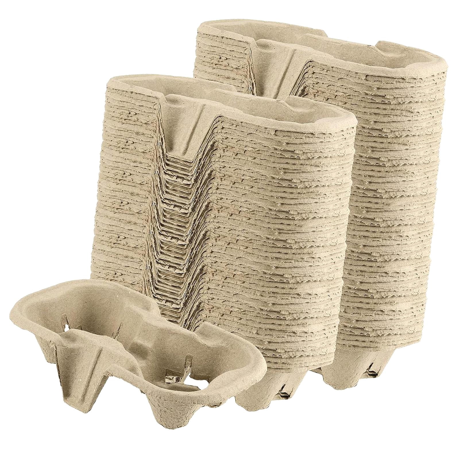 Highcool 100 Pack Pulp Fiber Drink Trays, Dual Cup Holder for 8-24 oz ...