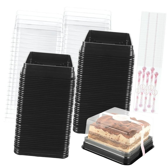 Highcool 100 Pcs 3.2 Inch Cake Box, Clear Plastic Cake Container with ...
