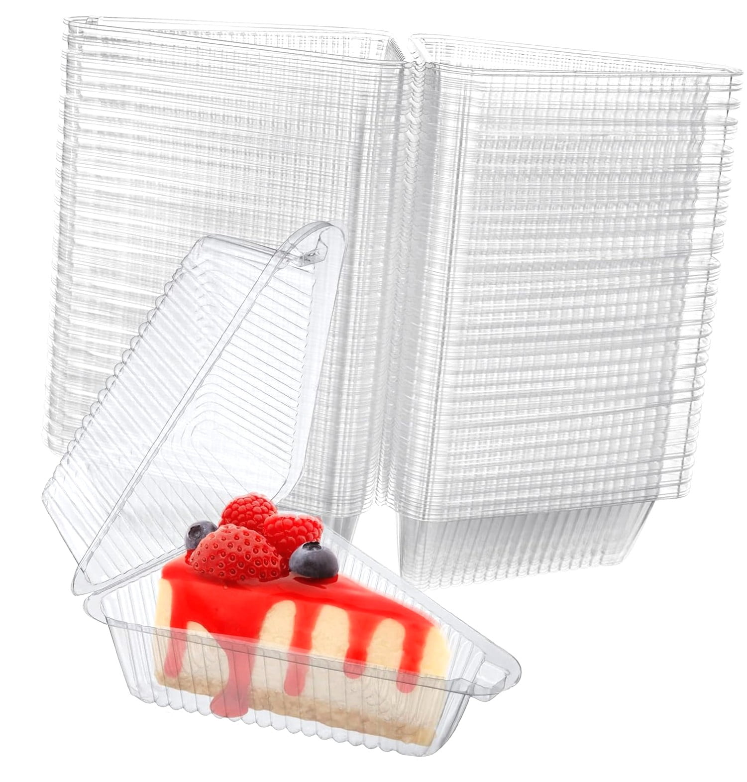 Highcool 100 Pcs Cake Slice Containers Plastic Containers with 5" Clear ...