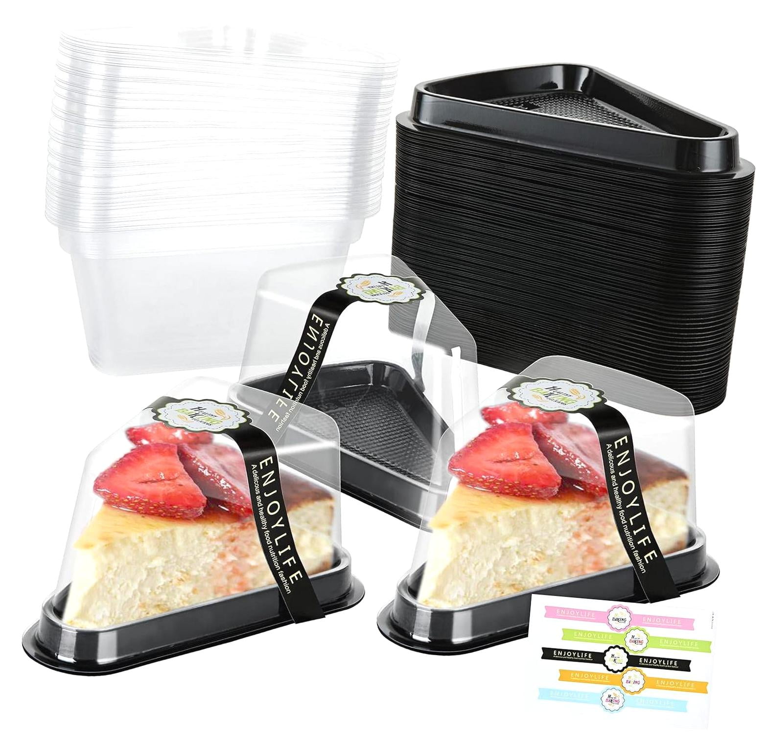 Highcool 100 Pcs Cake Slice Containers with Plastic Individual Pie ...