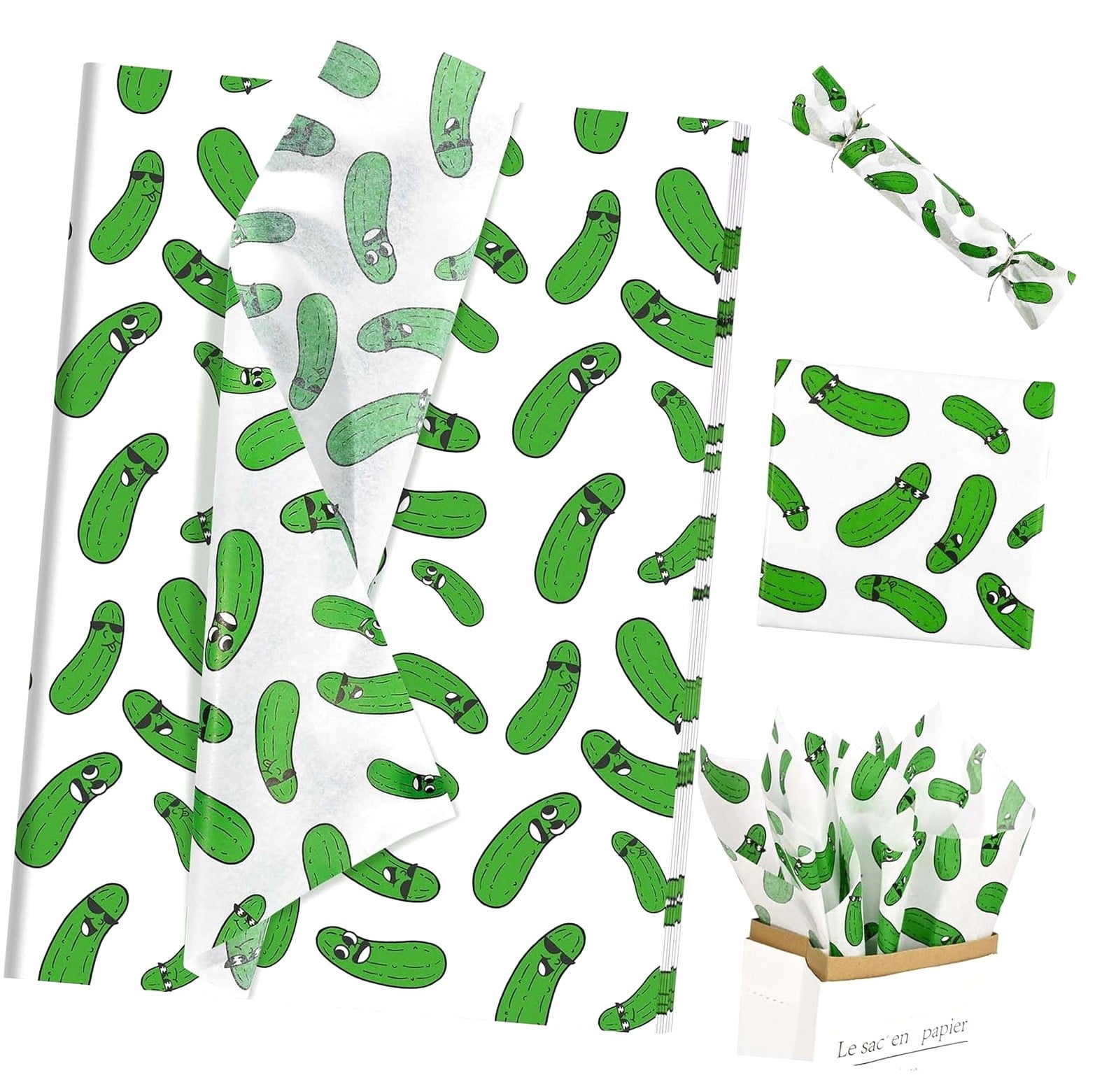 Highcool 100 Pickle Tissue Paper Funny Pickle Paper for Birthday Party ...
