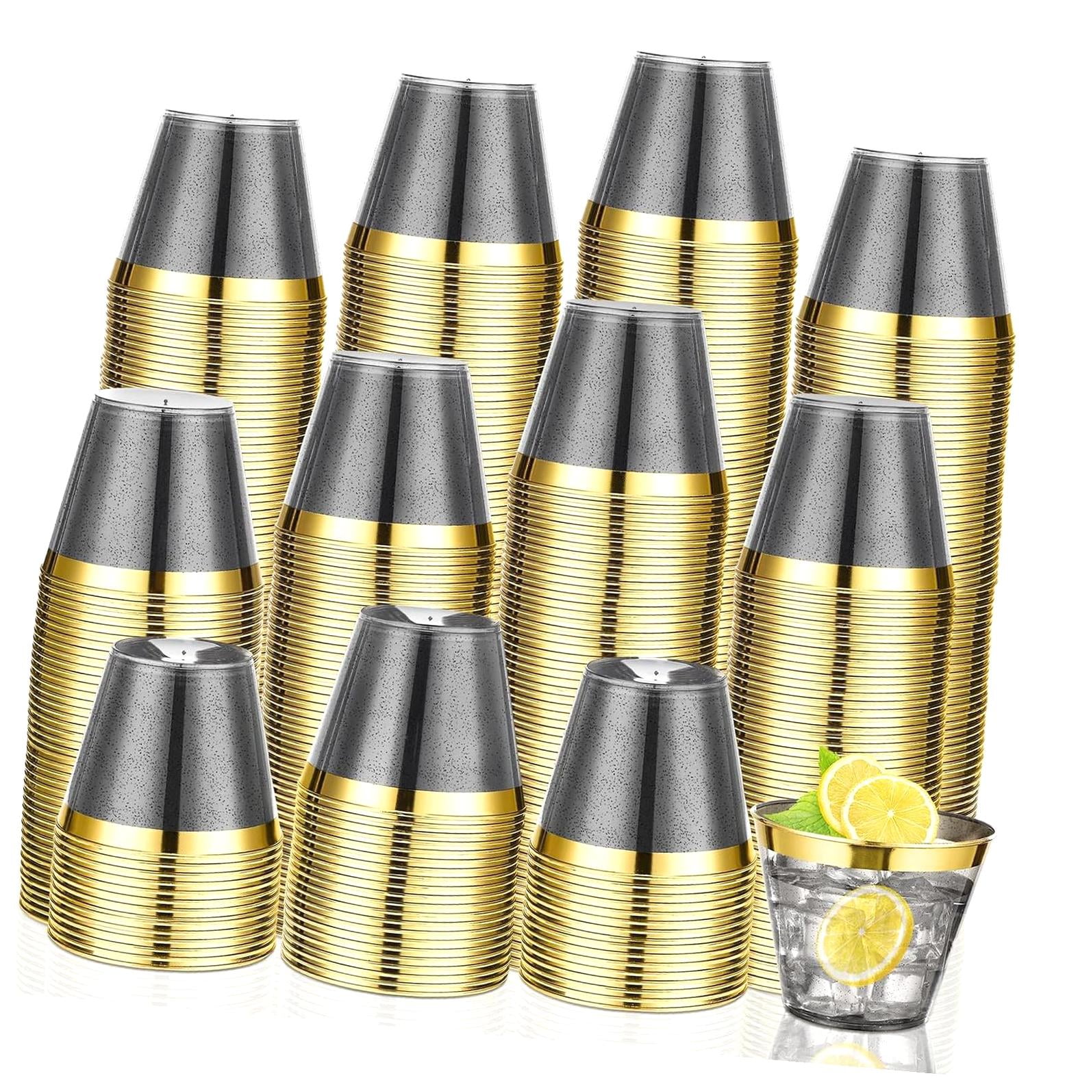 Highcool 100 Pieces Glitter-Enhanced Plastic Cups, 9 oz Capacity, with ...