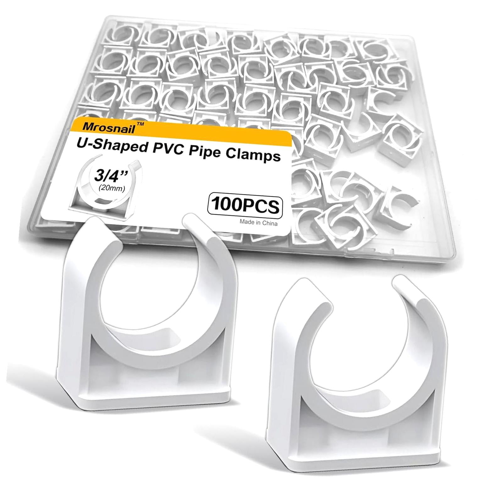 Highcool 100 Pieces U-Shaped PVC Pipe Clamps, 20mm White Fasteners for ...