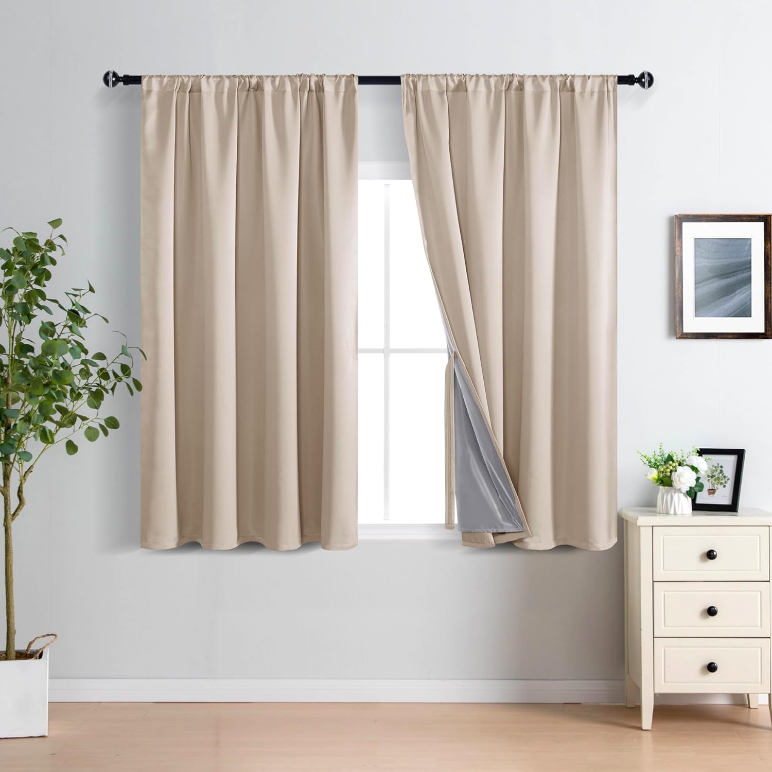 Highcool 100% Window Curtain Panels with Tiebacks- Noise Reduction and ...