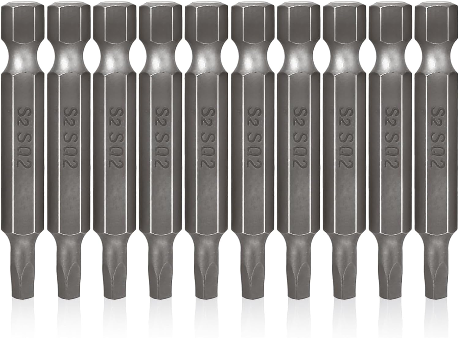 Highcool 10PCS SQ2 rive Bits 1/4-In Shank Long Magnet Square Head Screwdriver Bit Set 2 In/50 mm ...