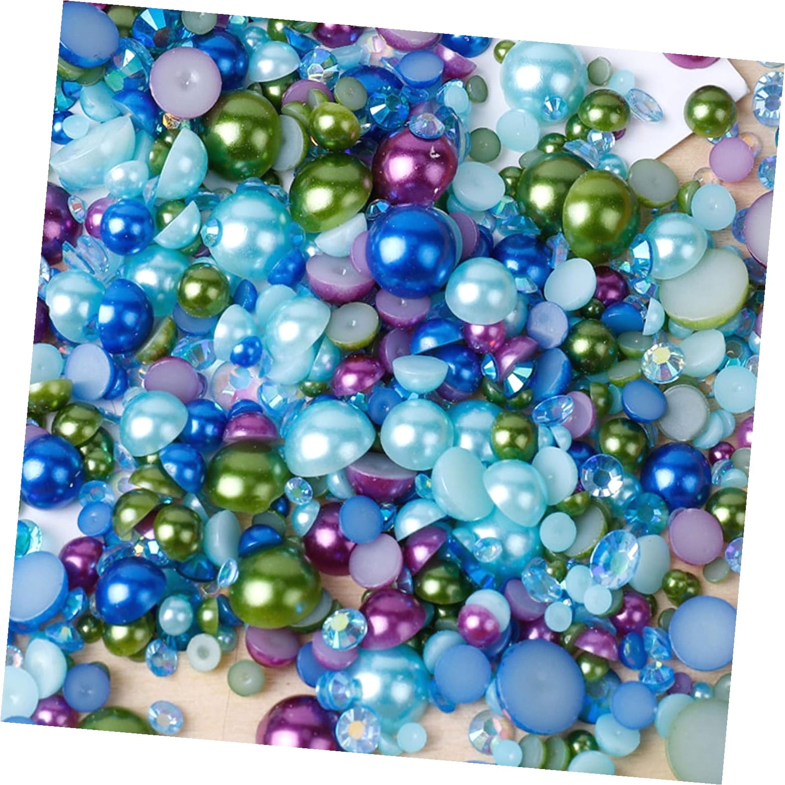 Highcool 1100PCS Flatback Pearls and Rhinestone, Mixed Size 3mm-10mm AB ...