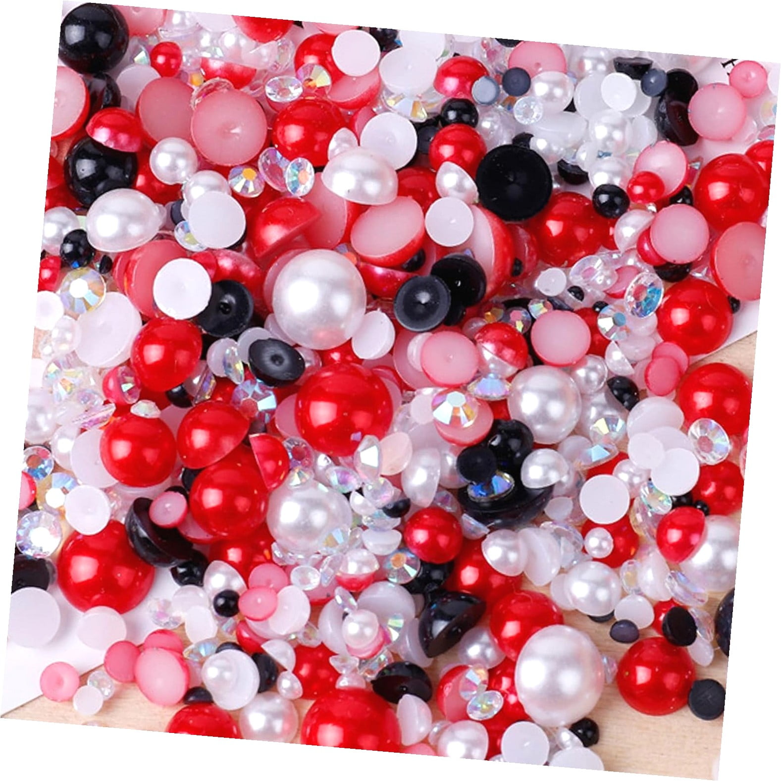Highcool 1100PCS Flatback Pearls and Rhinestone, Mixed Size 3mm-10mm AB ...