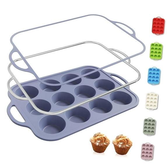 Highcool 12 Cups Muffin Pan with Metal Reinforced Frame Regular Size ...