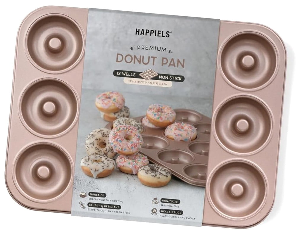 Highcool 12 Donut Pan Nonstick, Non Toxic Donuts for Baking, Doughnut ...