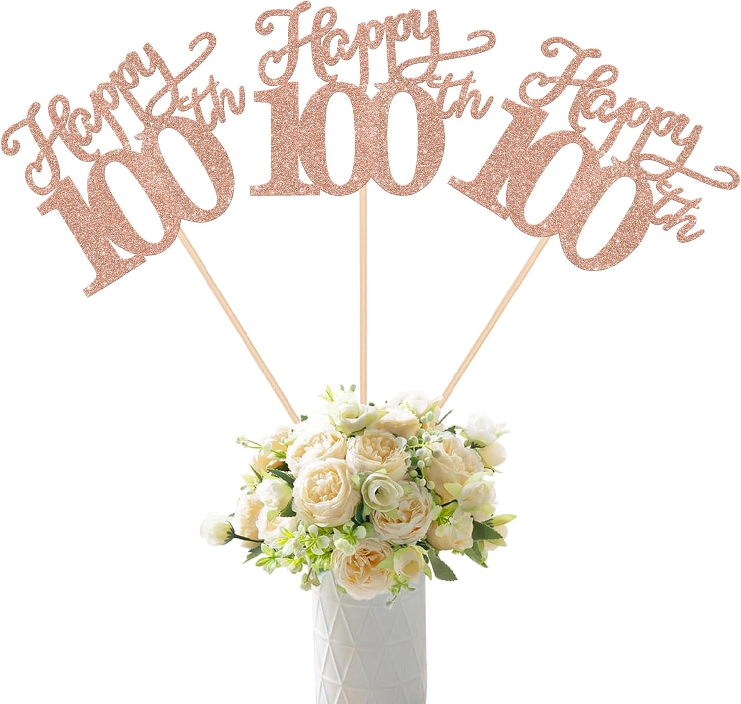 Highcool 12 Pack 100th Birthday Party Decorations, Glitter Happy 100th ...