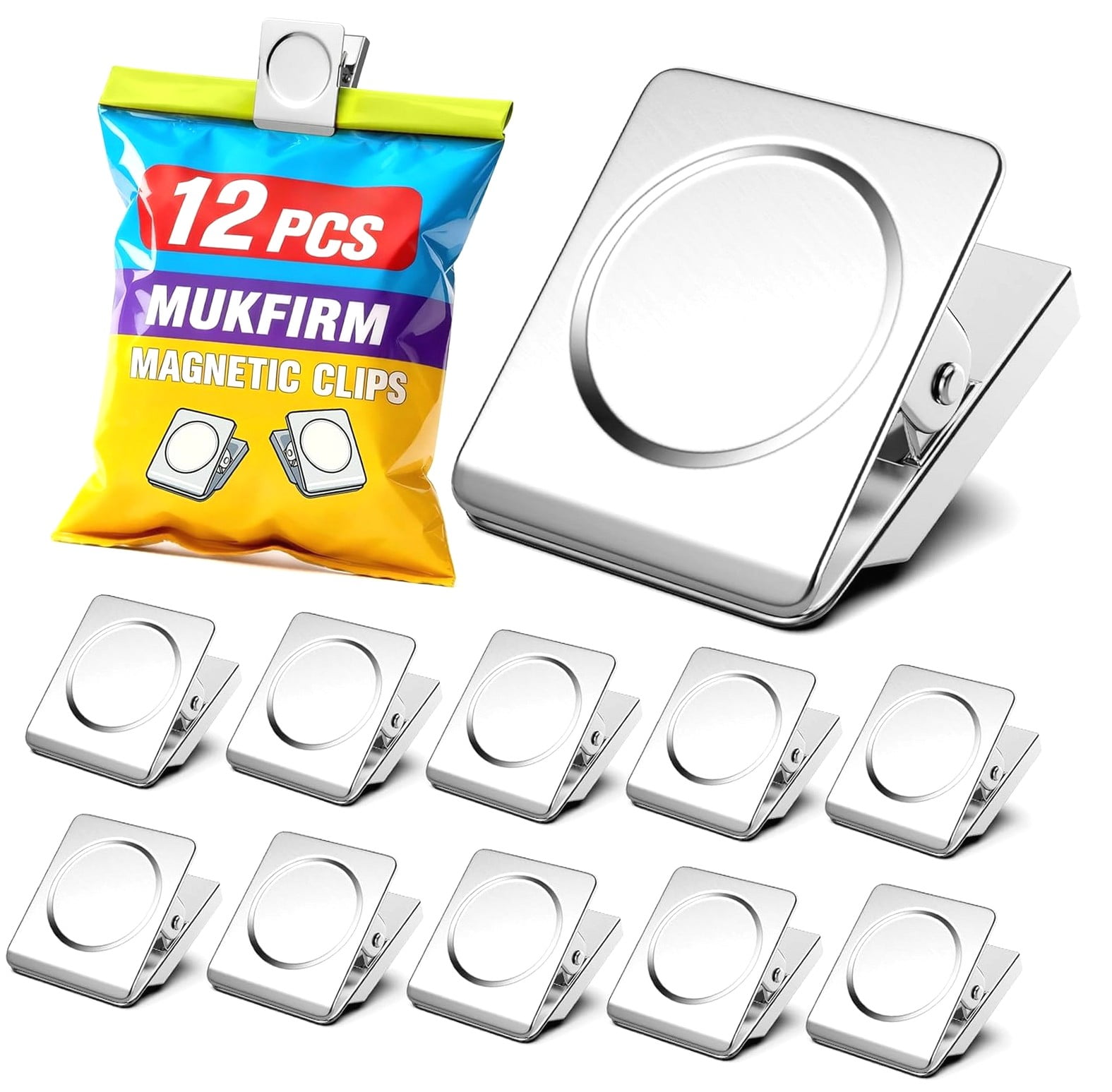 Highcool 12 Pack Large Clips, Note Clips, Fridge Magnets, Refrigerator ...