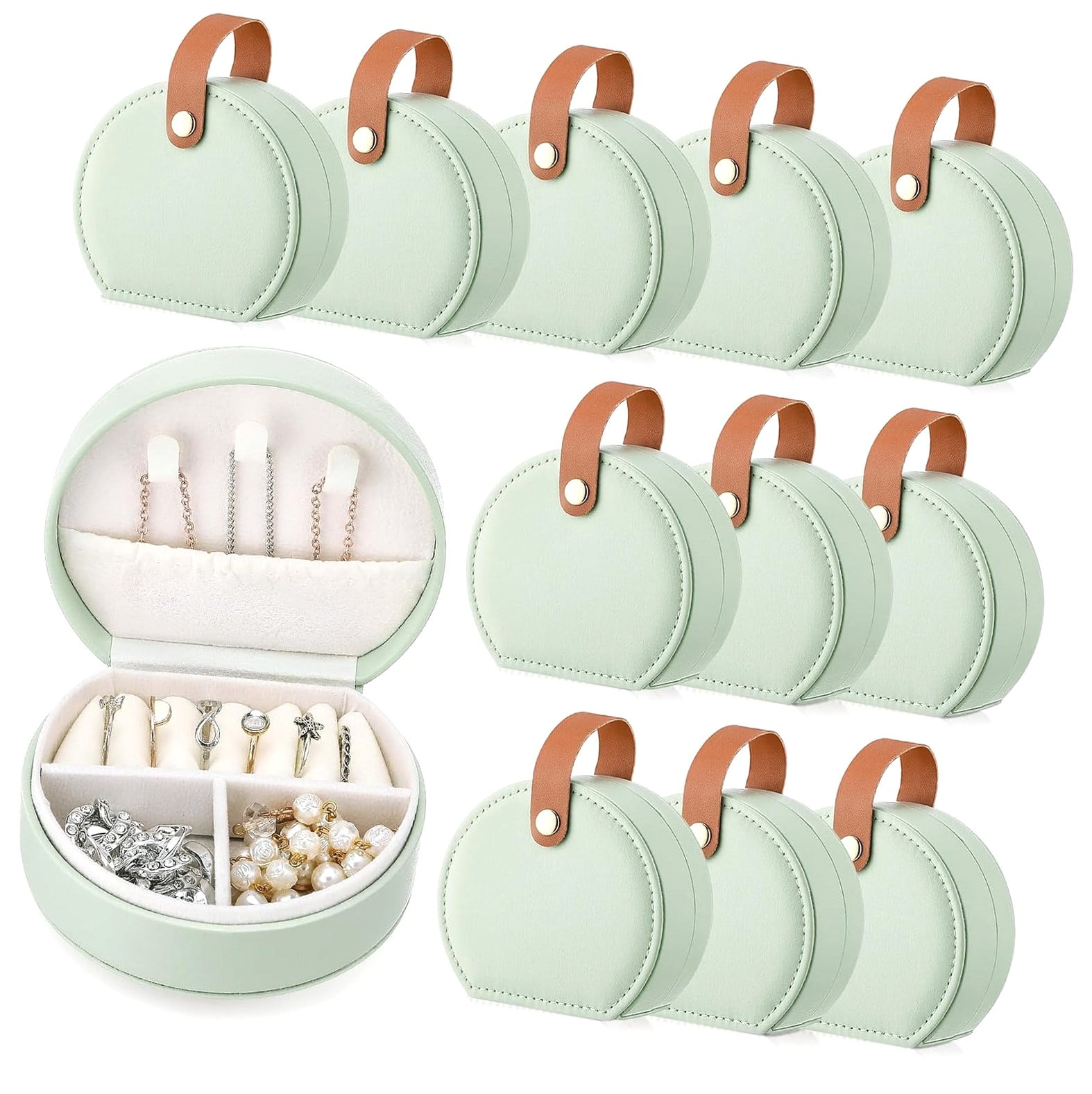Highcool 12-Pack Travel Jewelry Case Leather Jewelry Box Bulk, Half ...