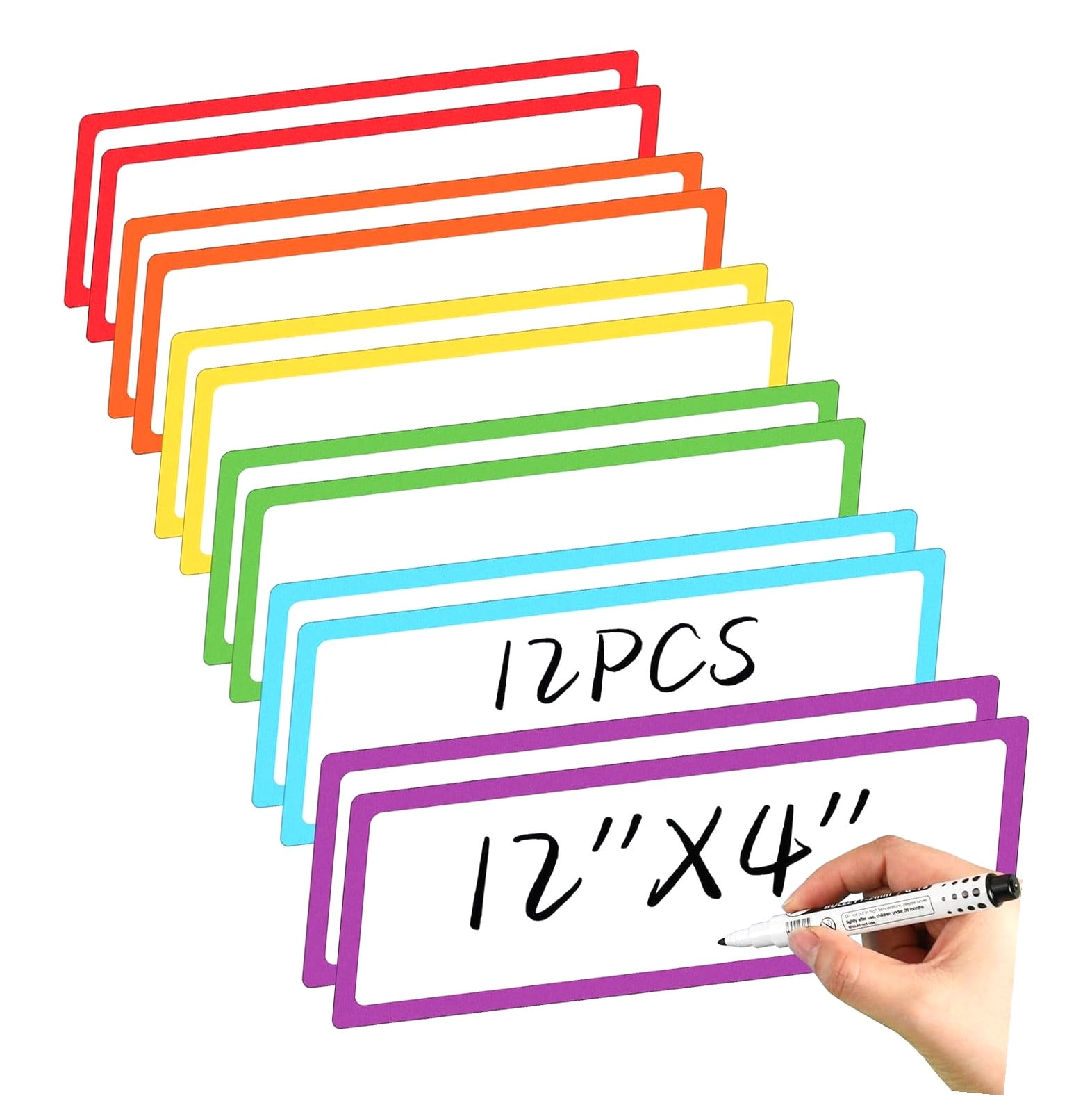 Highcool 12 Pcs Large Labels for Classroom, 12 4 Inch Rectangle Name ...