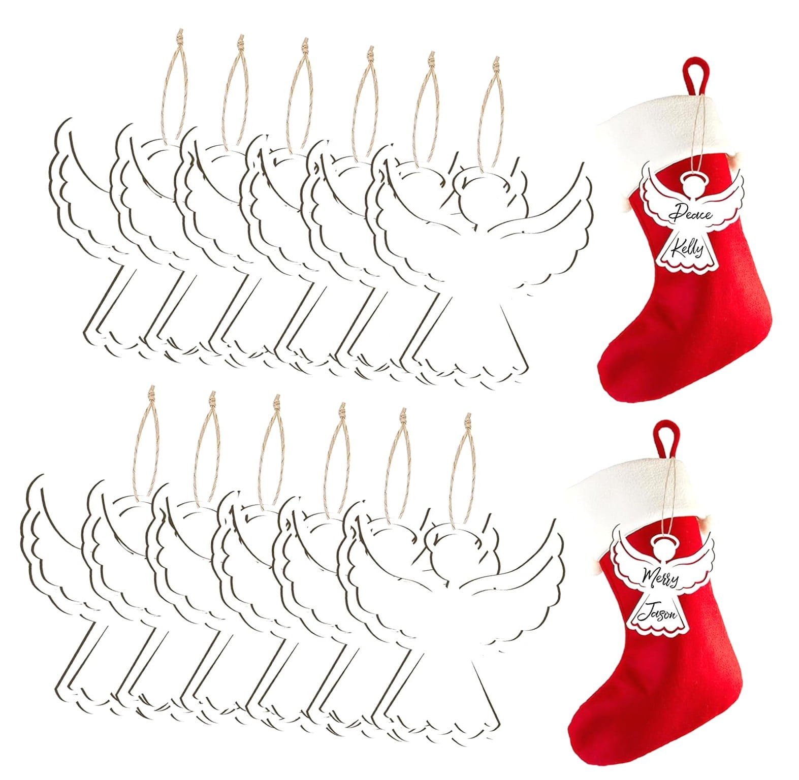 Highcool 12 Pcs Name Tags for Christmas Stockings, Wooden Stocking ...
