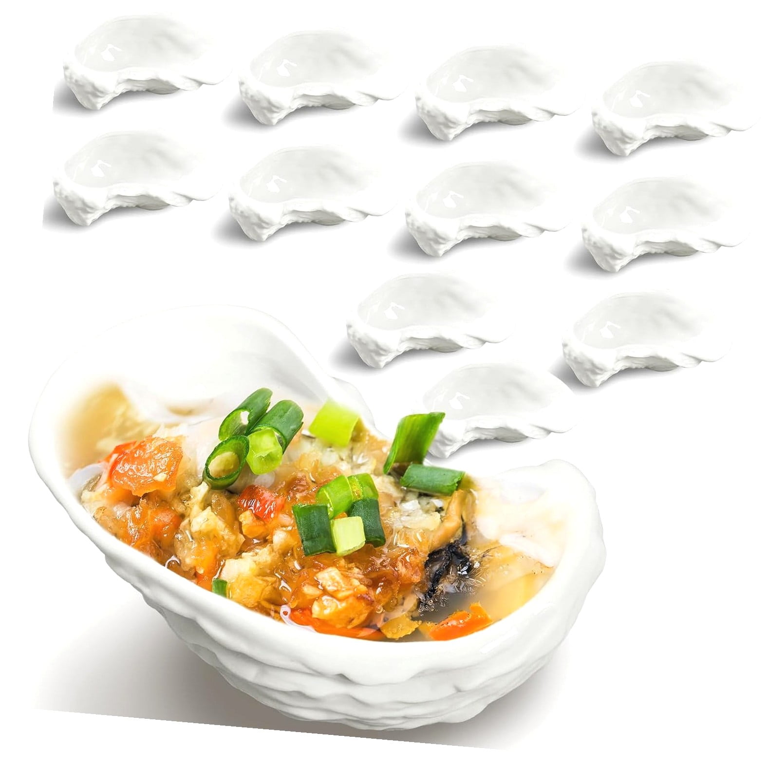 Highcool 12 Piece Ceramic Oyster Shells for Grilling, Large Clam ...