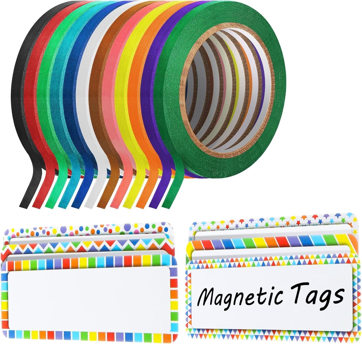 Highcool 12 Roll 1/8 Whiteboard Thin Tape with 54 Label Name Plate Tag ...