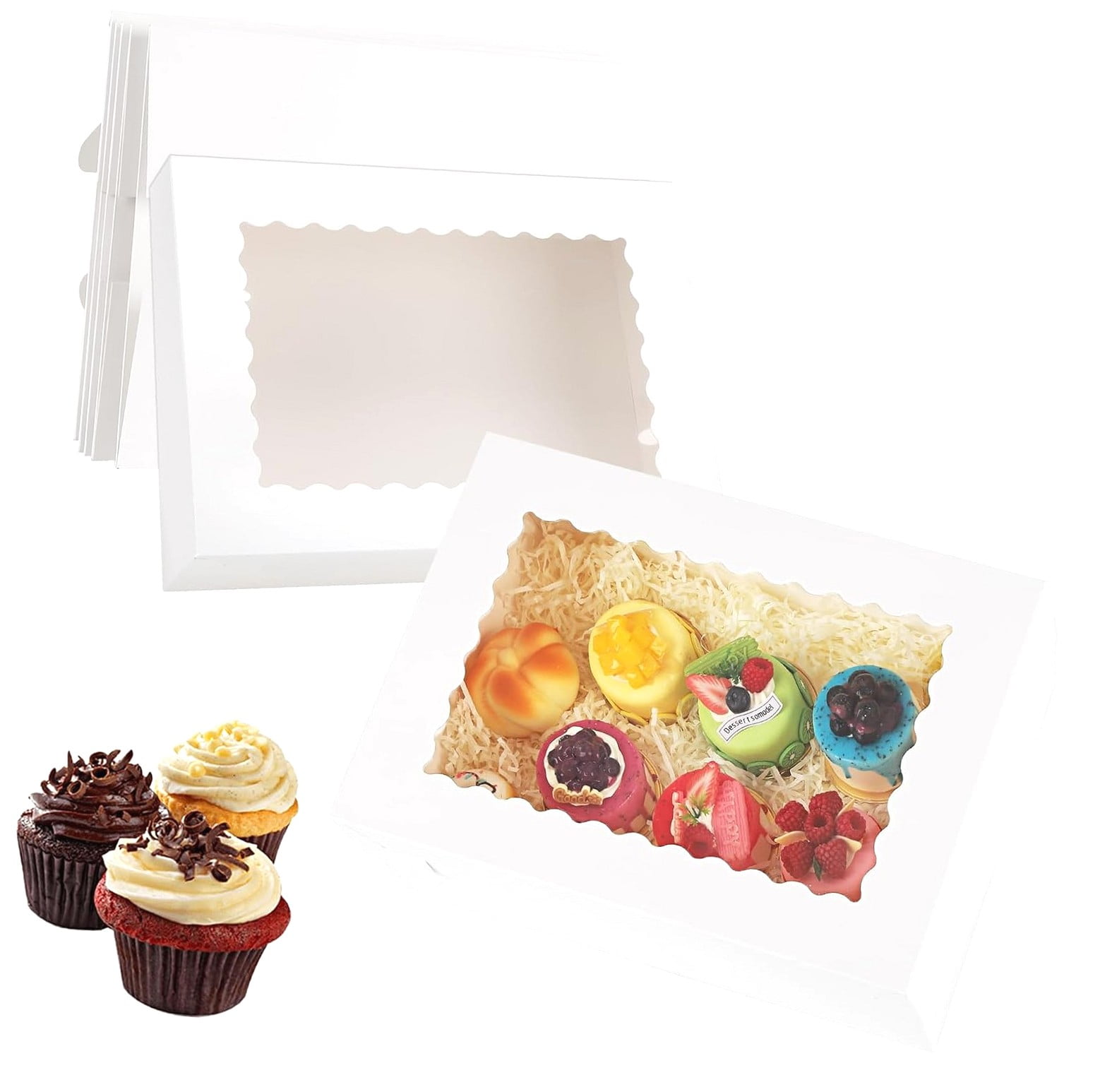 Highcool 12 Sets 14x10x4in White Bakery Boxes Half Sheet Cake Boxes ...