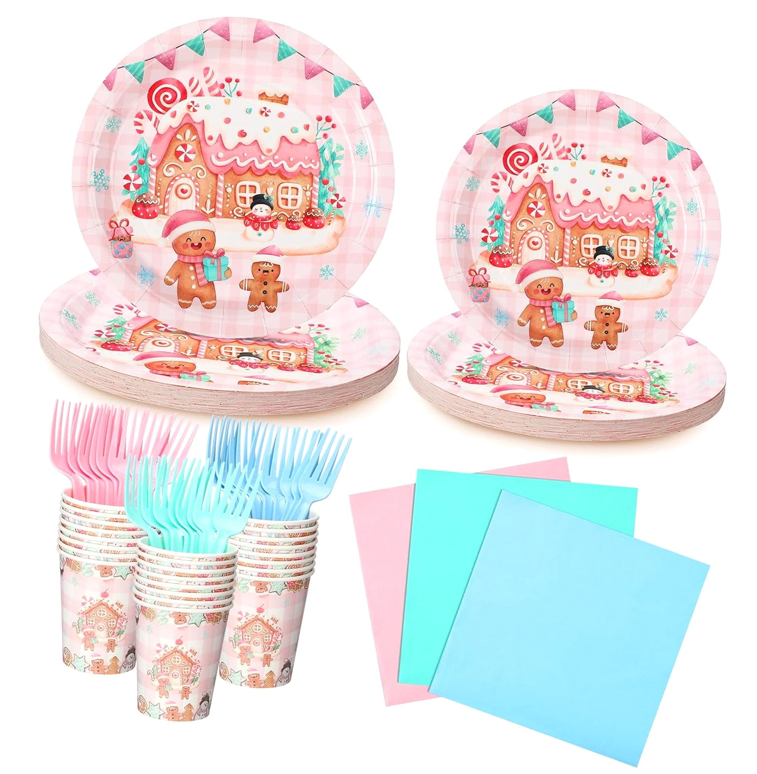Highcool 120 Pcs Christmas Pastel Gingerbread Party Supplies ...