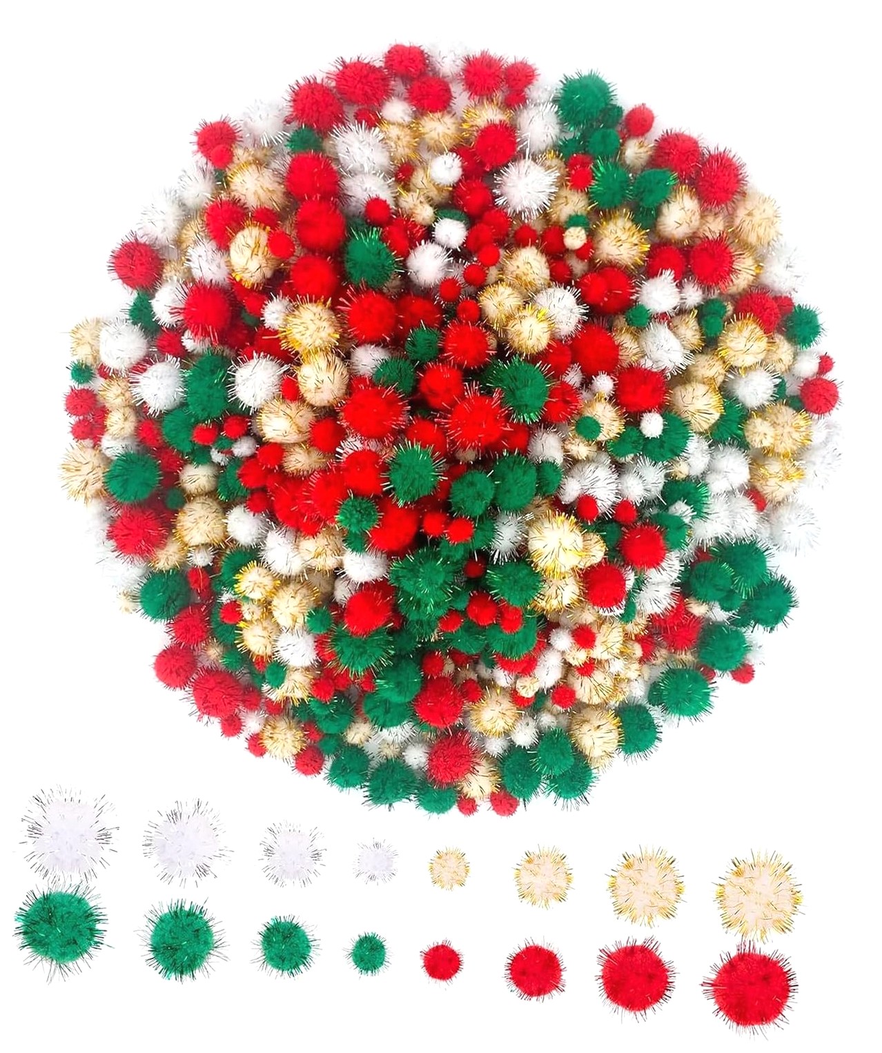 Highcool 1200 Pieces Christmas Tinsel Glitter Balls for Crafts and ...
