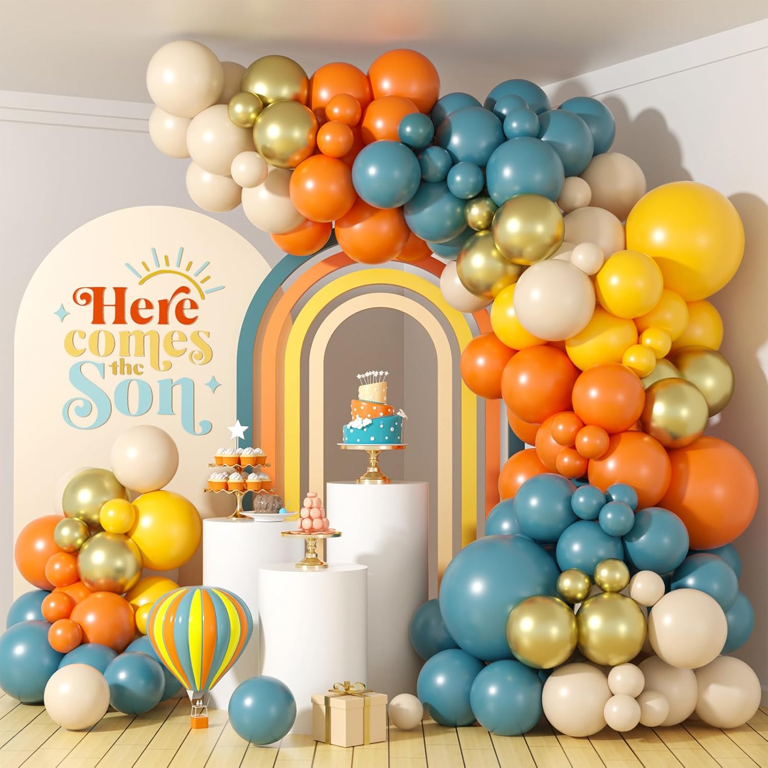 Highcool 120Pcs R Blue Orange Yellow Balloon Ar Kit, Here Comes Balloon ...