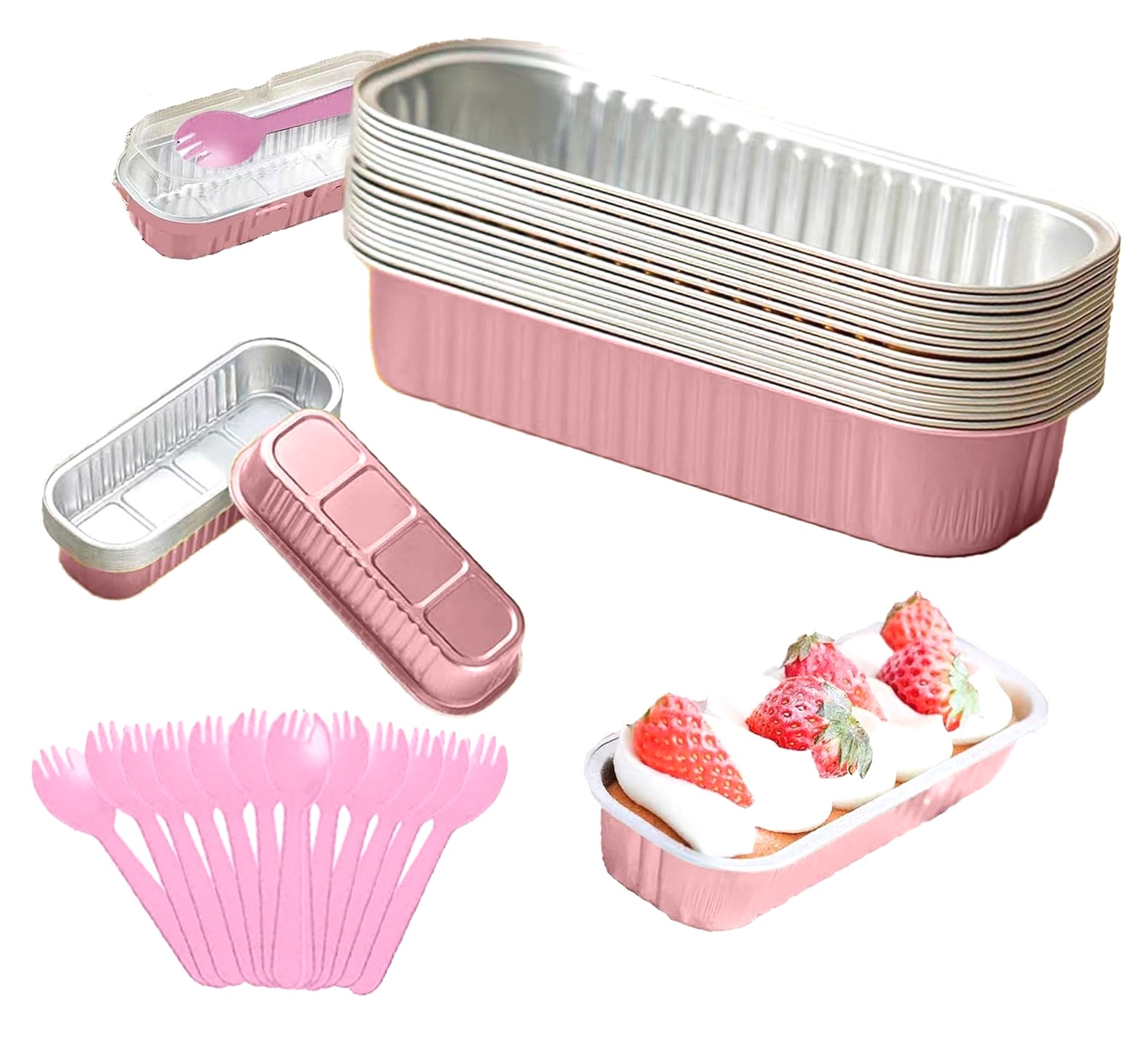 Highcool 12Pack Loaf Pans with and Spoons, 6.8oz Rectangle Aluminum ...