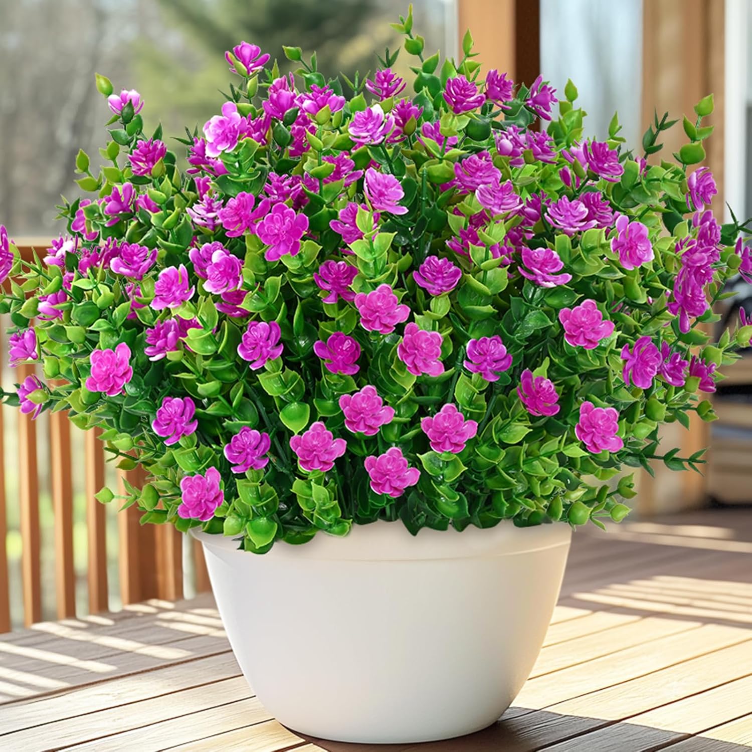 Highcool 14 Bundles Arti for Outdoors, Fake Outdoor Flowers UV Rnt ...