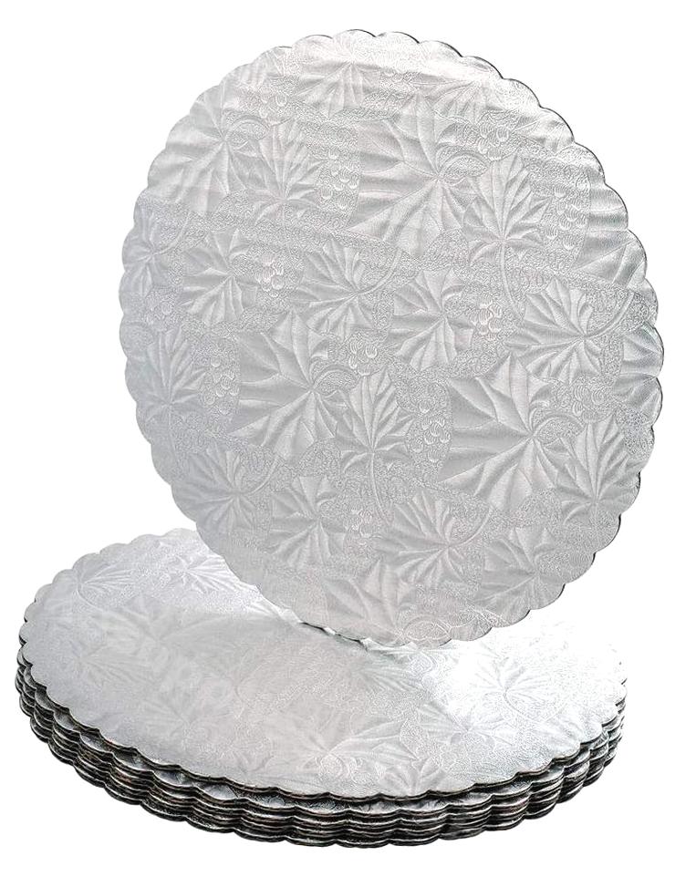 Highcool 14 inch Silver Round Scalloped Edge Cakeboard, Waxed ...