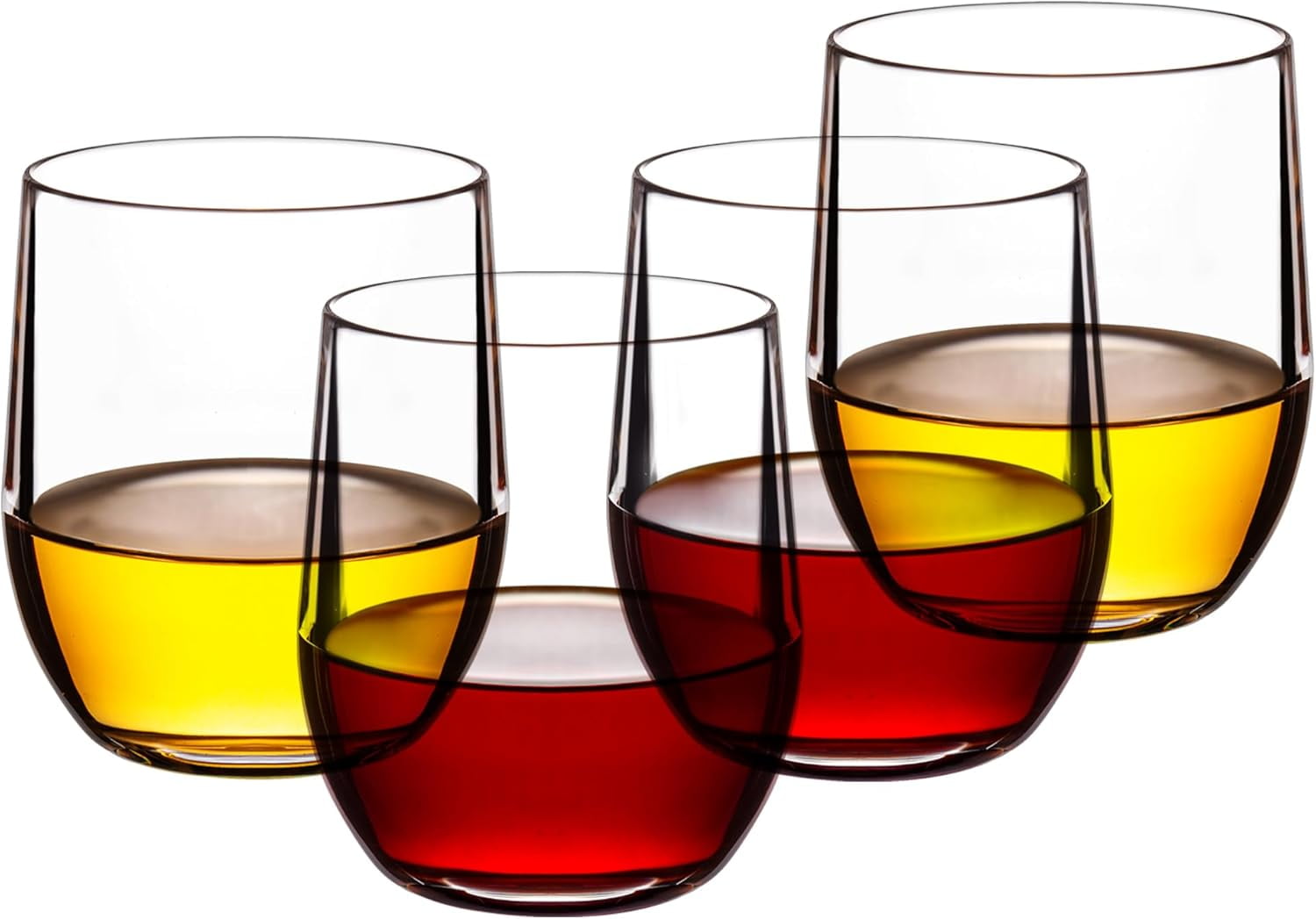 Highcool 14-ounce Plastic Stemless Glasses, All-Purpose Acrylic Glasses ...