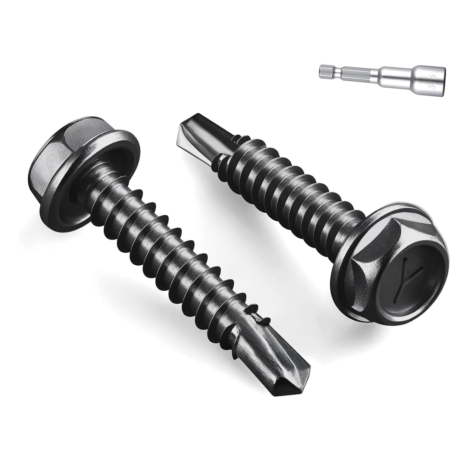 Highcool #14 x 1-1/4 Inch Self-Drilling Screws, (52 pieces) 1-pound Self-Tapping Screws for ...