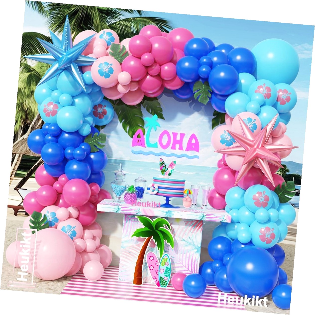 Highcool 147Pcs Blue and White Arch Kit, Sky Blue Latex with Faux ...