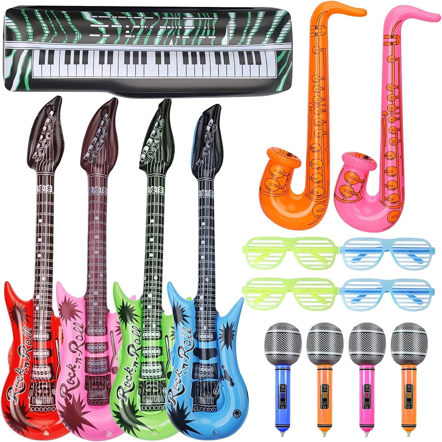Highcool 15 PCS Inflatable Guitar Musal Instrument Balloons 70s 80s 90s ...