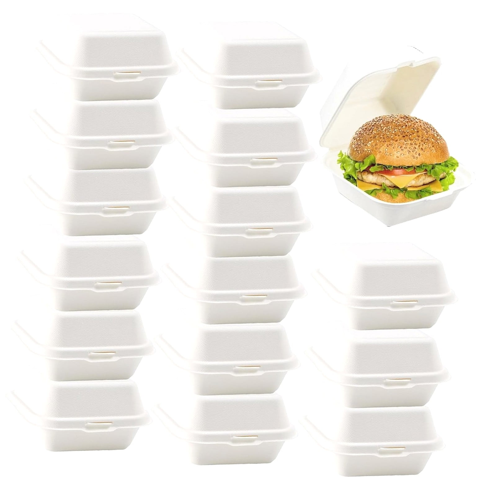 Highcool 150-Pack Clamshell Food Containers with Lid, 6x6 Inches Take ...