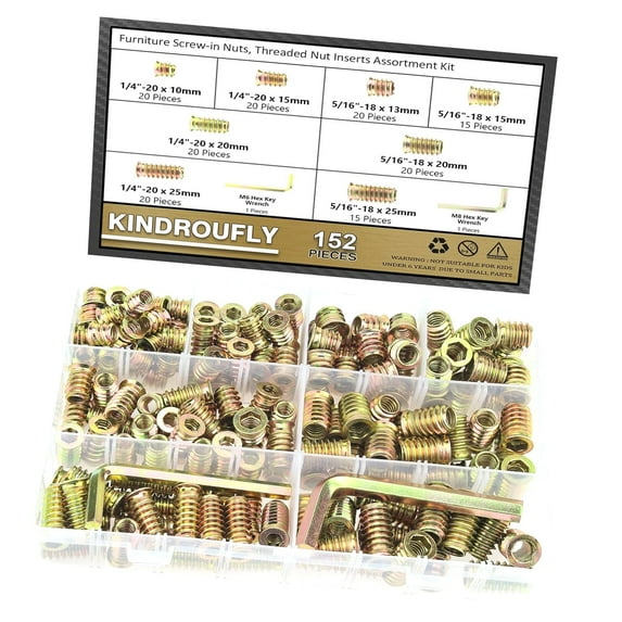 Highcool 152 Pieces 1/4"-20, 5/16"-18 Threaded Inserts, Nut Inserts ...
