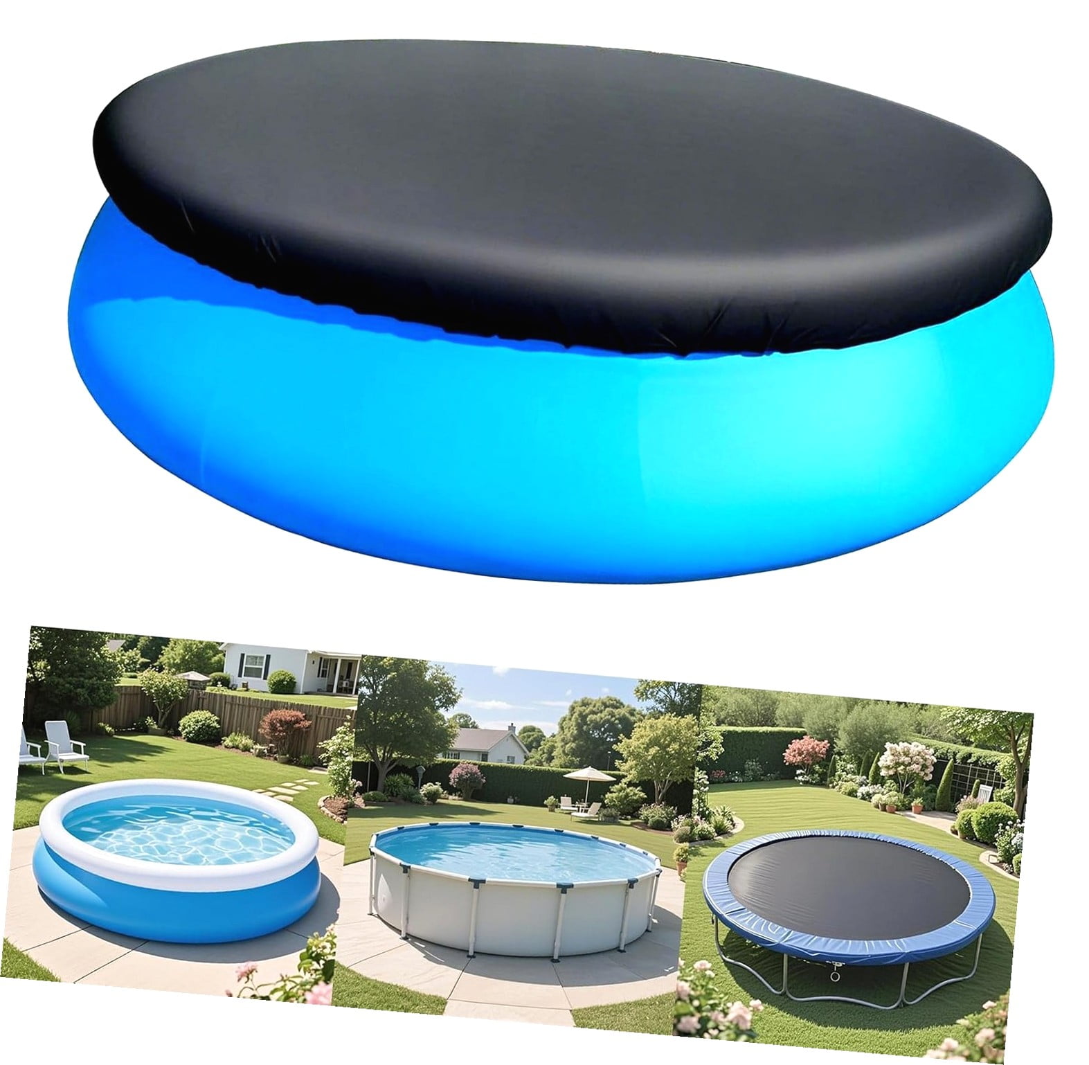 Highcool 15ft Round Pool Cover 15 ft Round Frame Pool Covers Above ...