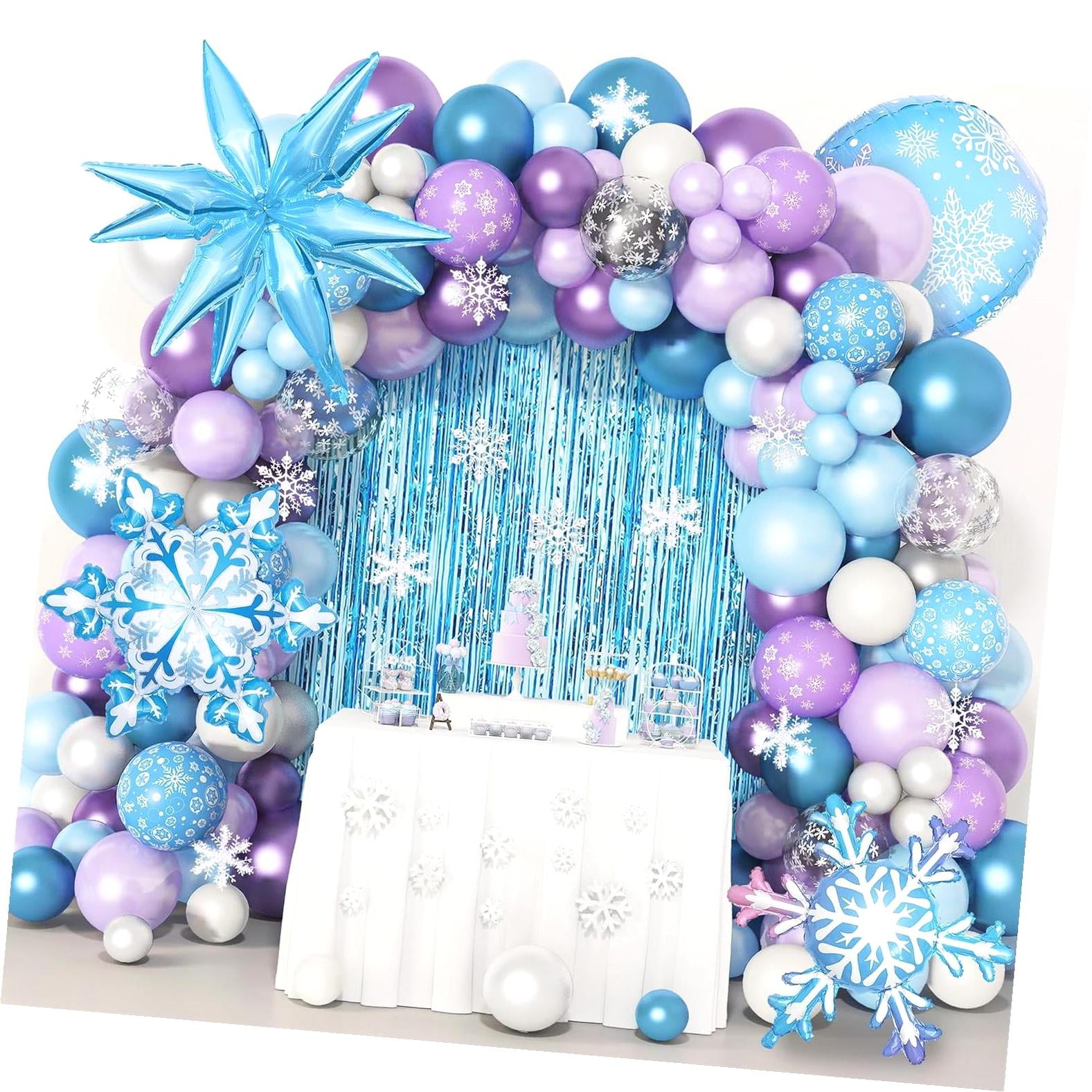 Highcool 162PCS Winter Birthday Celebration Kit, Snowflake Balloon Arch ...